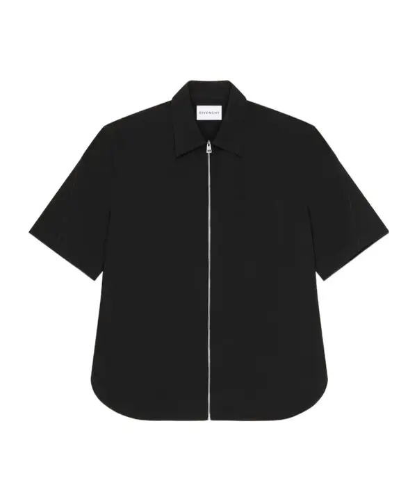 Givenchy Couture Seam Zip-front Short-sleeve Shirt - Black