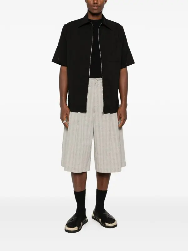 Givenchy Couture Seam Zip-front Short-sleeve Shirt