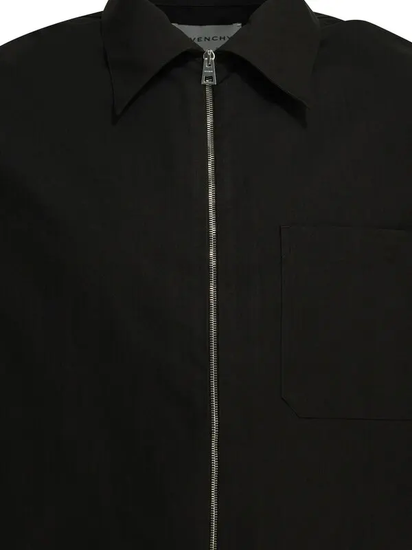 Givenchy Couture Seam Zip-front Short-sleeve Shirt