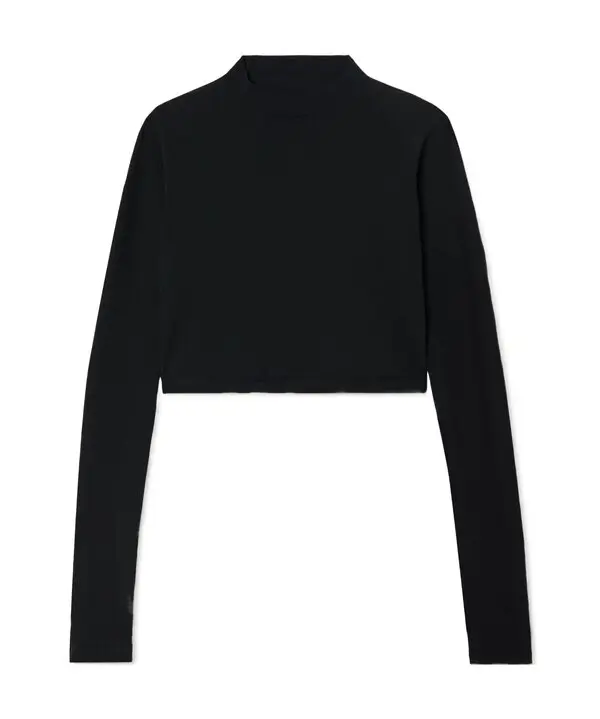 Alaïa Cropped Long Sleeve Top - Black