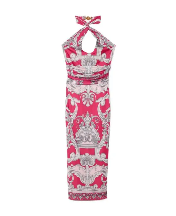 Versace Baroque Pattern Cut-out Sleeveless Dress