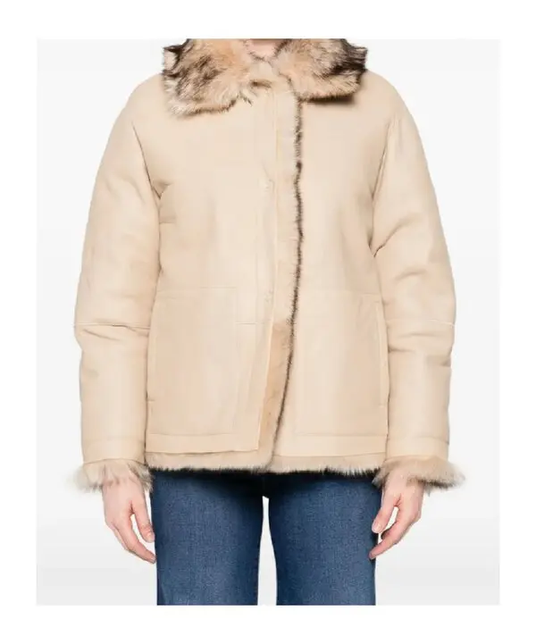 P.a.r.o.s.h Fur Leather Jacket - Beige
