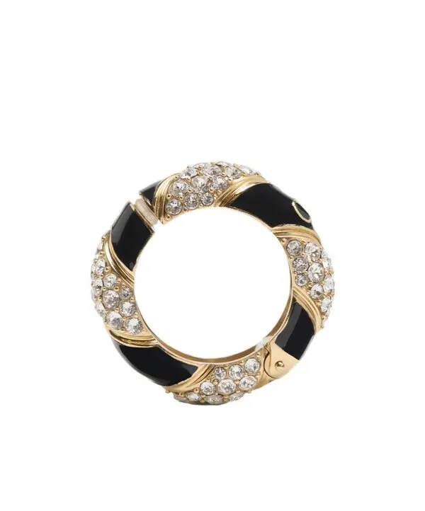 Valentino Garavani Vlogo Embellished Hoop Earrings - Gold/black
