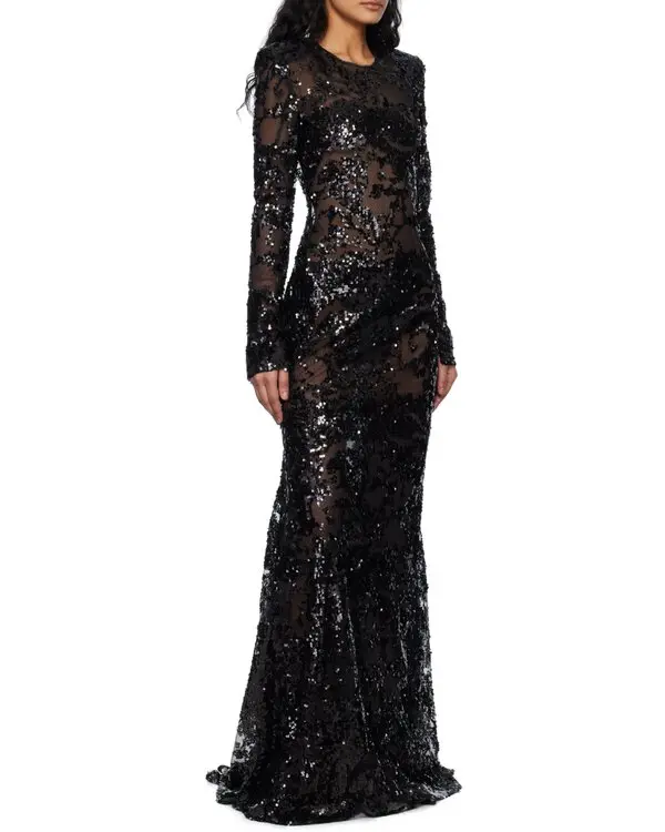 Victoria Beckham Sequin Embellished Open Back Tulle Gown