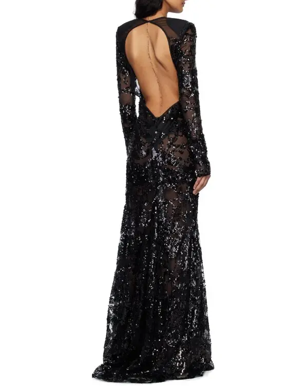 Victoria Beckham Sequin Embellished Open Back Tulle Gown