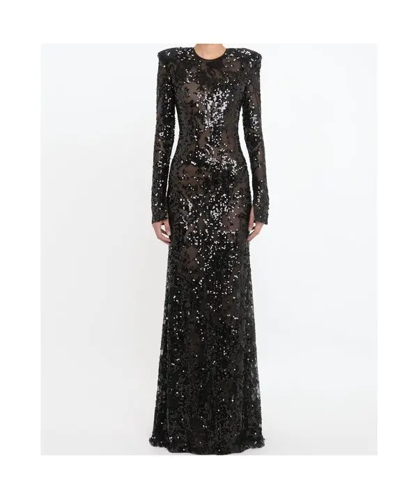 Victoria Beckham Sequin Embellished Open Back Tulle Gown