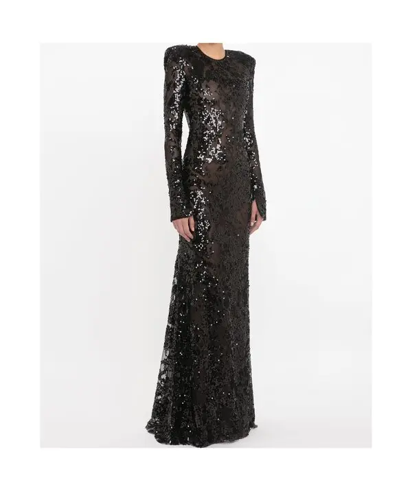 Victoria Beckham Sequin Embellished Open Back Tulle Gown