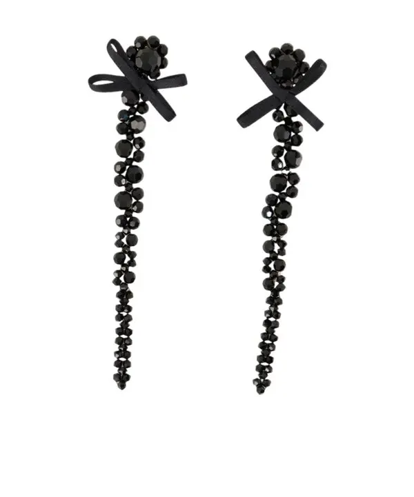 Simone Rocha Embellished Bow Drop Earrings - Black