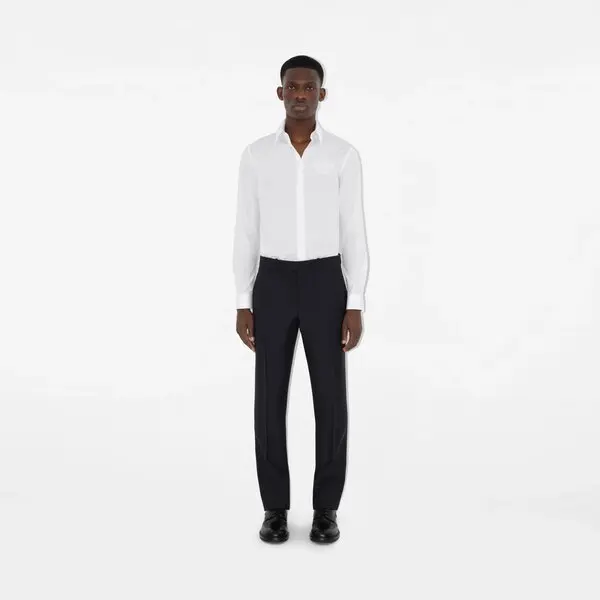 Burberry Wool Tailored Trousers - Navy Blue