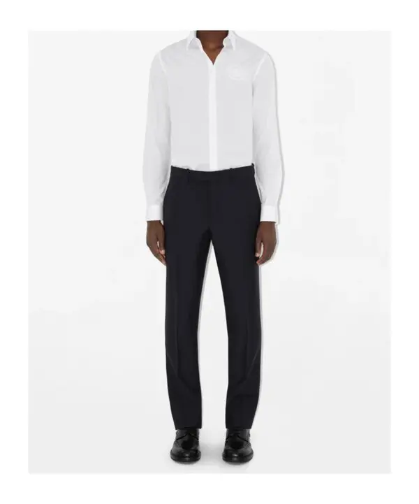 Burberry Wool Tailored Trousers - Navy Blue