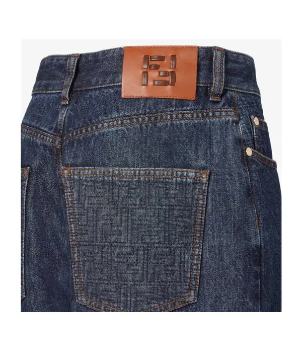 Fendi High-waisted Straight-leg Jeans With Ff Quilted Pocket - Blue
