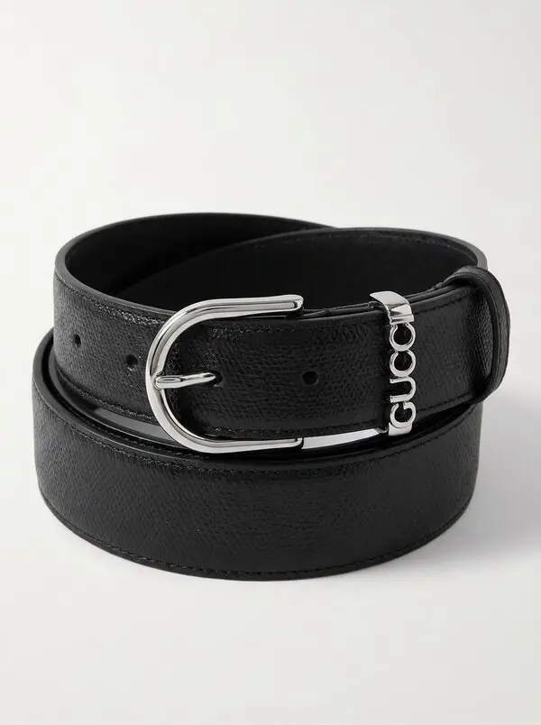 Gucci Logo Plaque Leather Belt - Black