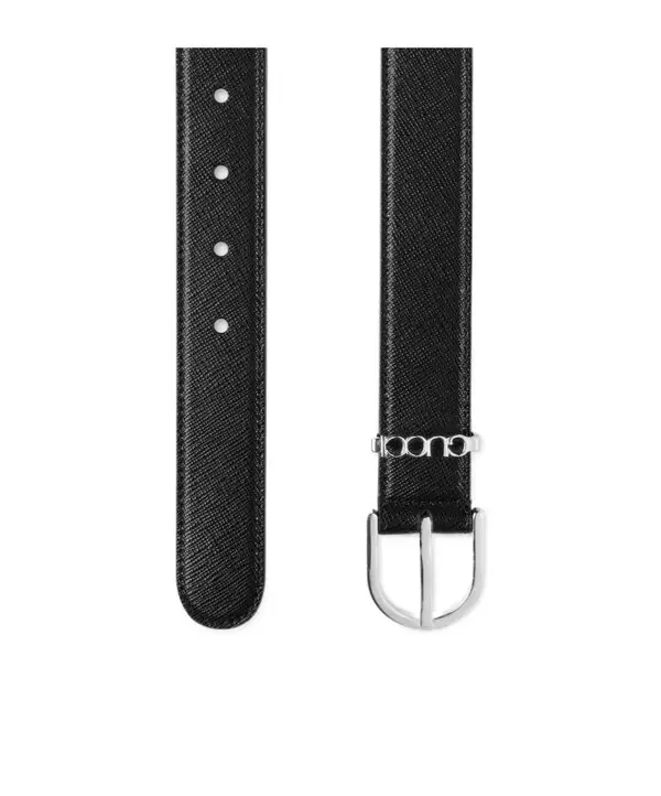 Gucci Logo Plaque Leather Belt