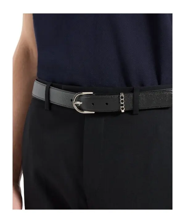 Gucci Logo Plaque Leather Belt
