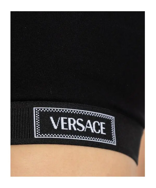 Versace Logo Elasticated Cropped Sleeveless Top
