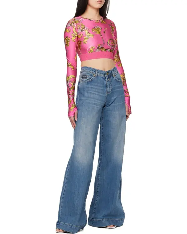 Versace Baroque Print Cropped Top - Pink