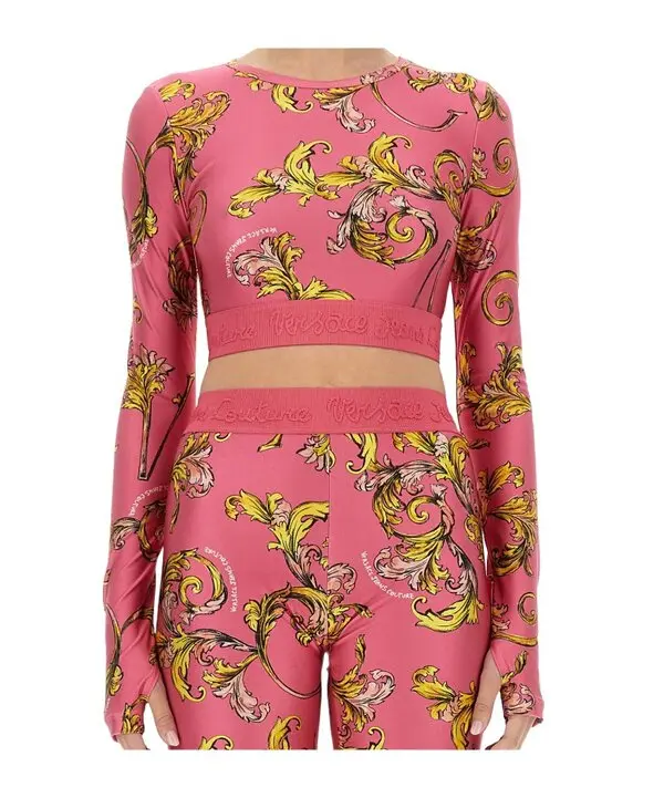 Versace Baroque Print Cropped Top - Pink