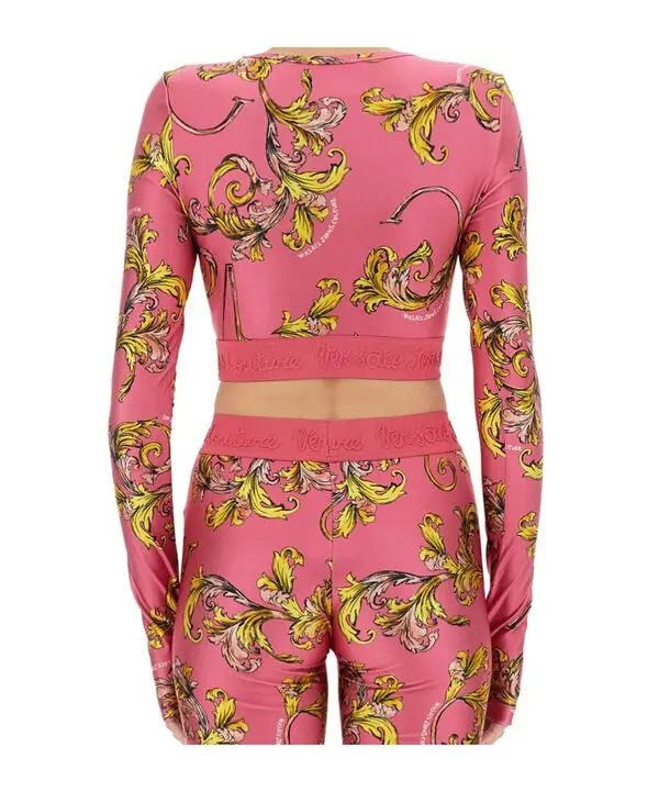 Versace Baroque Print Cropped Top - Pink