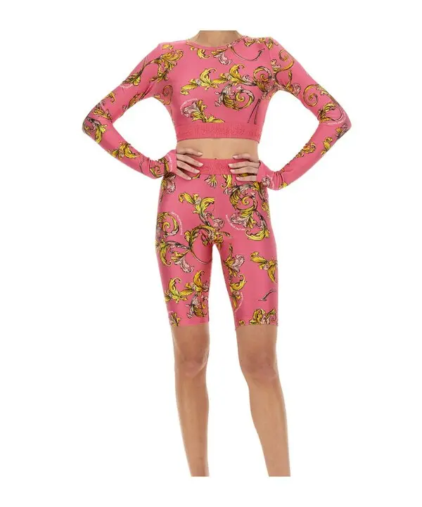 Versace Baroque Print Cropped Top - Pink