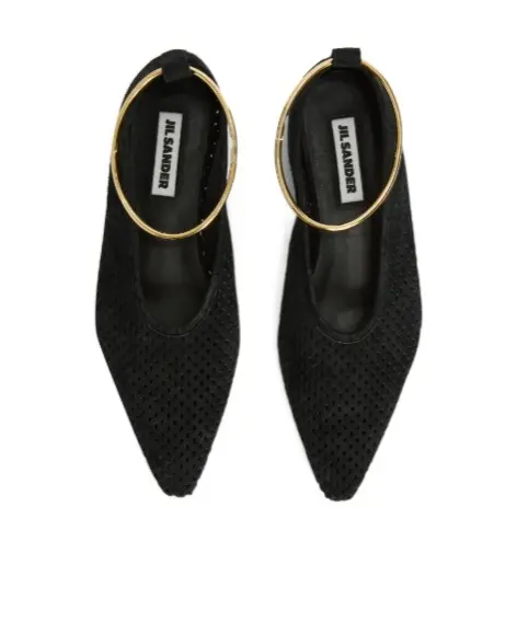 JIL SANDER Pointed Toe Perforated Ballet Flats
