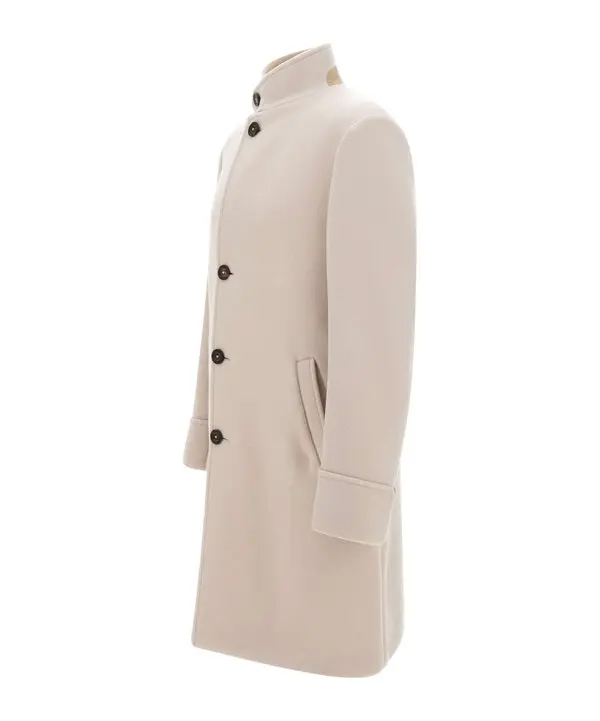 Eleventy Single-breasted Coat With Stand Collar