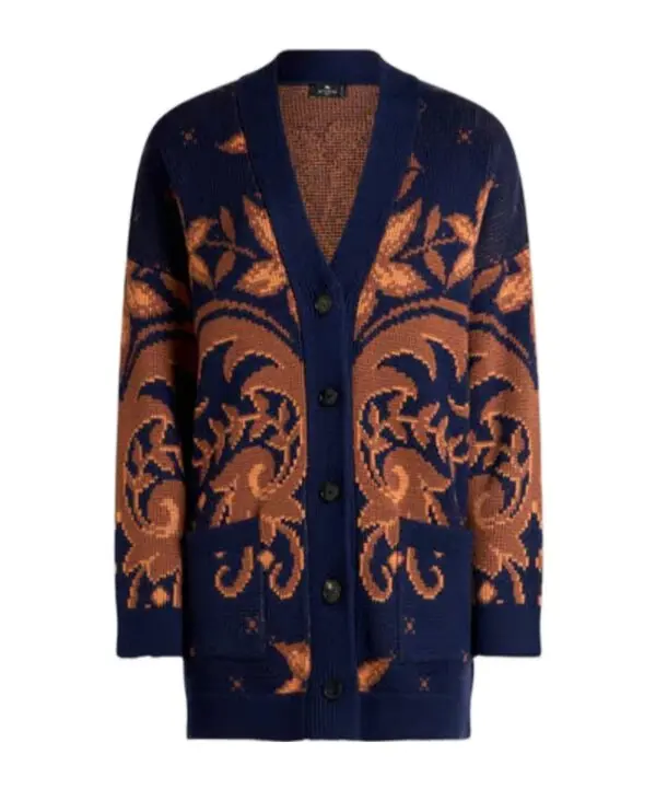 Etro Pattern-jacquard Button-up Cardigan - Blue