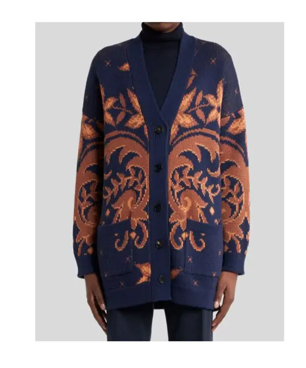 Etro Pattern-jacquard Button-up Cardigan - Blue
