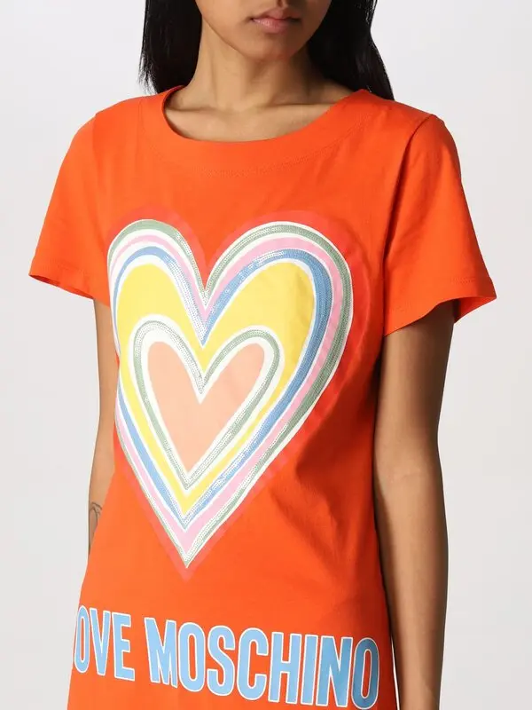 Moschino Printed Heart Short Sleeve Slim Dress