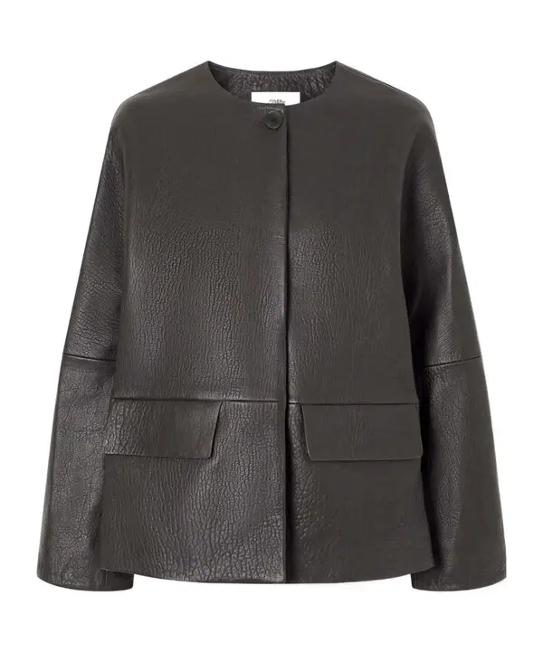 JOSEPH Barbs Paneled Textured-leather Jacket - Brown