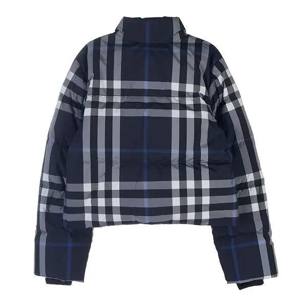 Burberry Cropped Check Puffer Jacket - Black