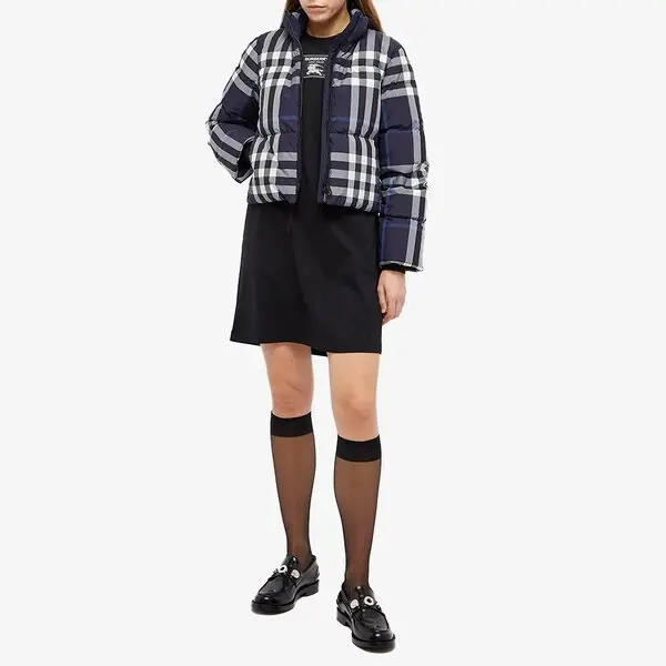 Burberry Cropped Check Puffer Jacket - Black