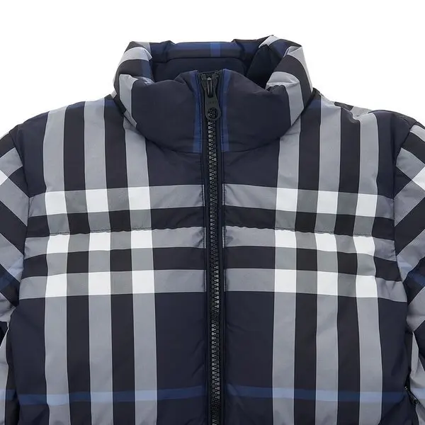 Burberry Cropped Check Puffer Jacket - Black