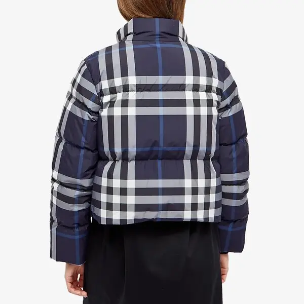 Burberry Cropped Check Puffer Jacket - Black
