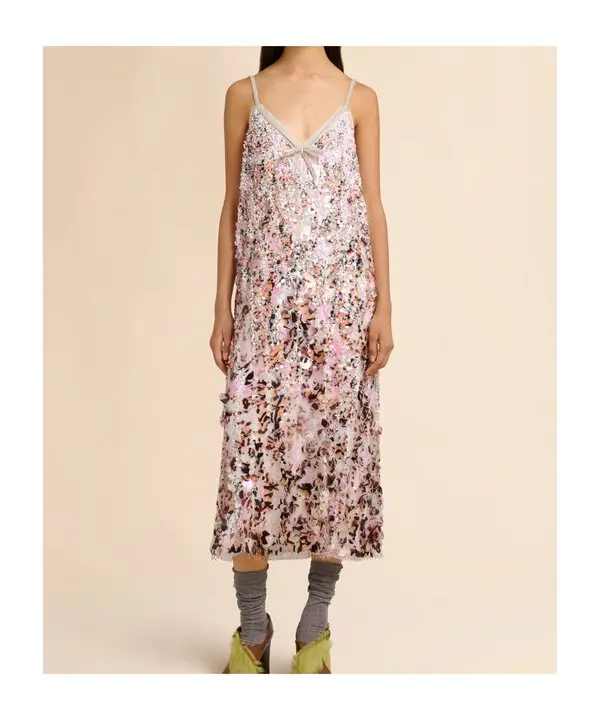 Marni Sequin Embellished Midi Dress - Pinksand