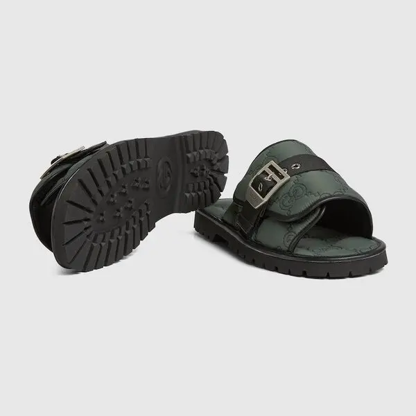 Gucci Buckled Quilted Gg Nylon Sandals