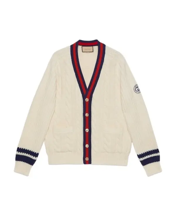 Gucci V-neck Cable-knit Cardigan - Ivory