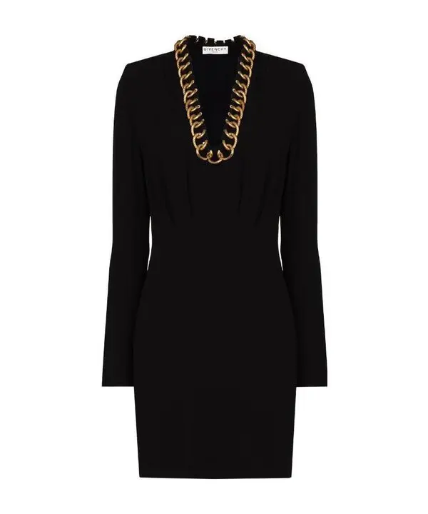 Givenchy Chain-trim Long-sleeve Mini Dress