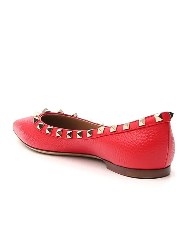 Valentino Garavani Rockstud Pointed Toe Flats - Red
