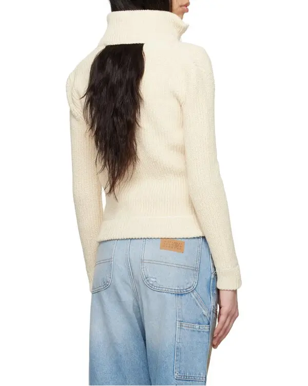 MAISON MARGIELA High Neck Zip-up Cardigan - Ivory
