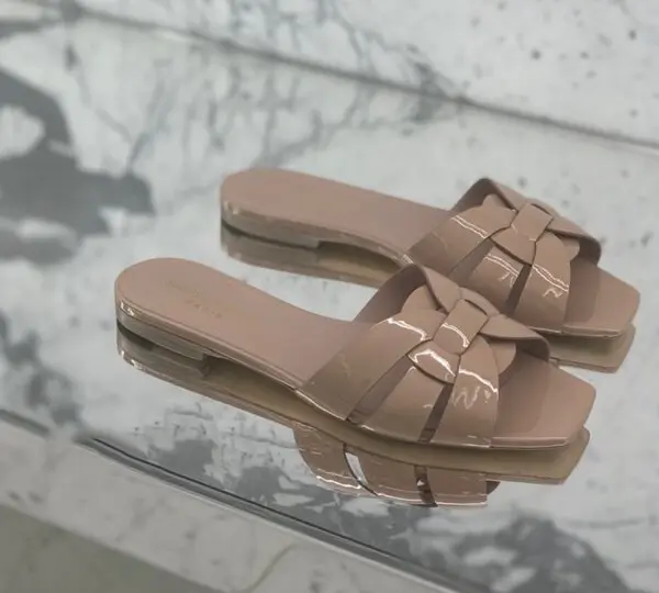 Saint Laurent Tribute Open Toe Mules - Deep Pink