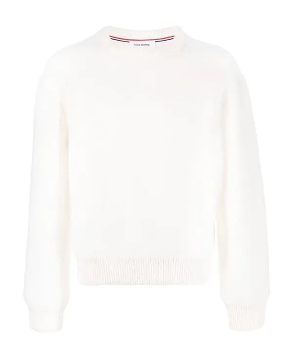 Thom Browne Rwb Striped Crewneck Sweater - White