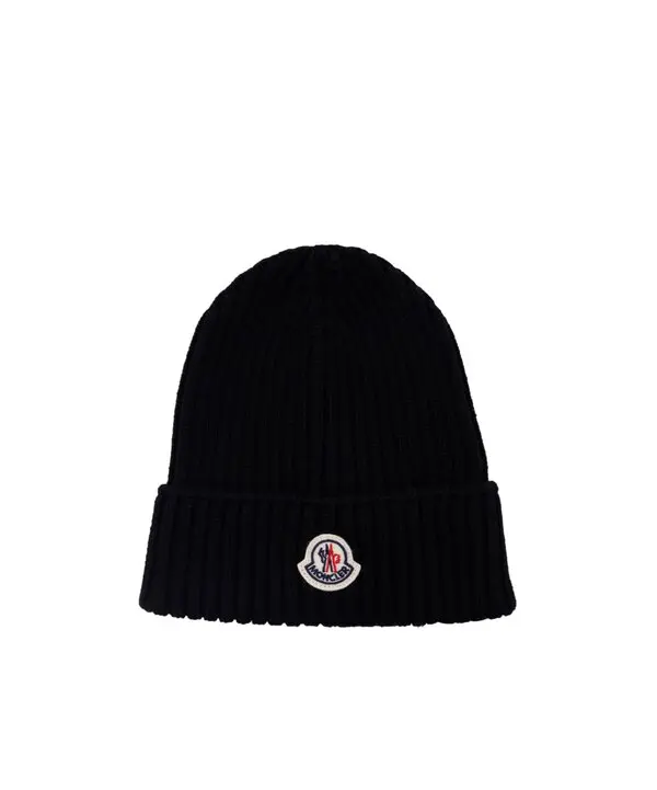 Moncler Logo Patch Beanie - Black