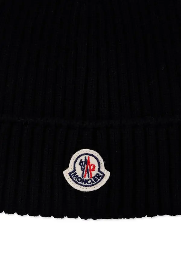 Moncler Logo Patch Beanie - Black