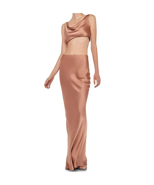 Norma Kamali Bias Maxi Skirt - Nude