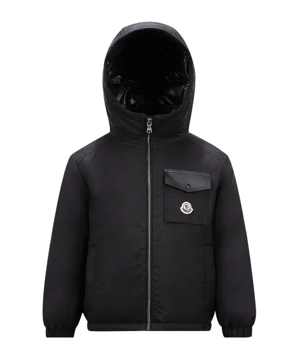 Moncler Hooded Zip-up Jacket With Logo Patch