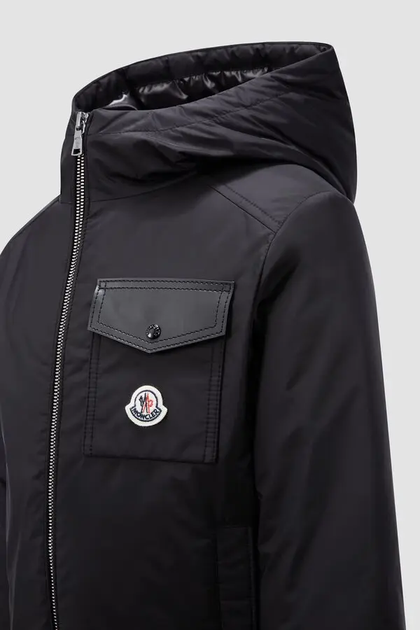 Moncler Hooded Zip-up Jacket With Logo Patch