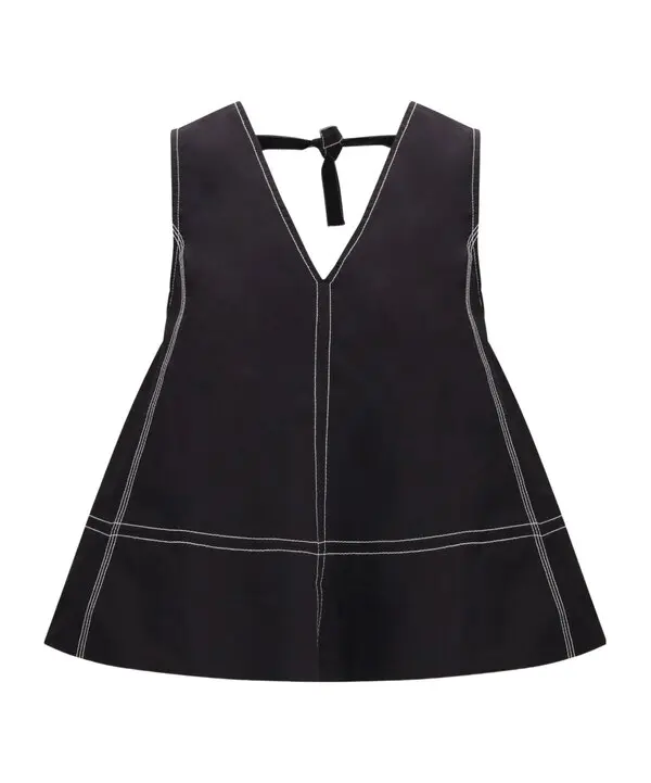 GANNI Sleeveless V-neck Tie Detail Top