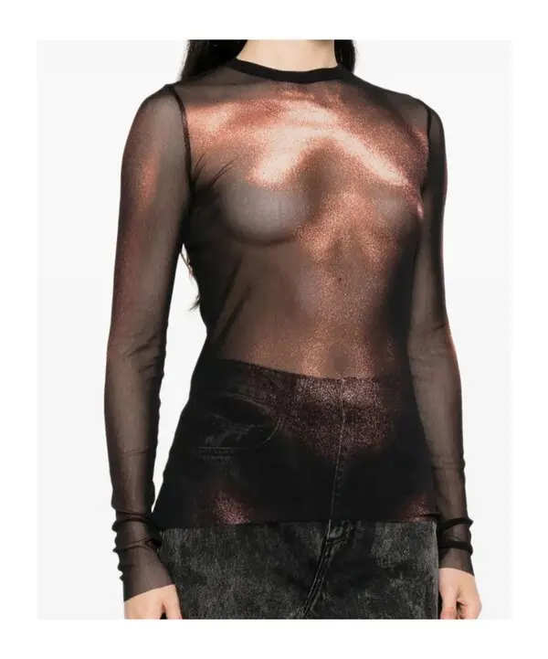 JEAN PAUL GAULTIER Mesh Body-print Long Sleeve Top