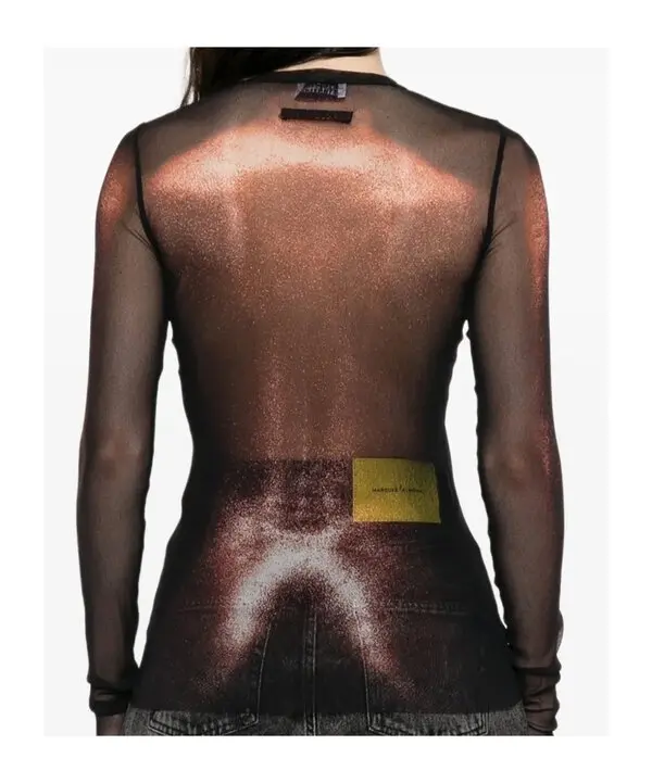 JEAN PAUL GAULTIER Mesh Body-print Long Sleeve Top