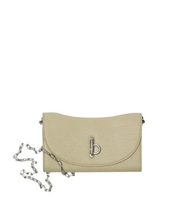 Burberry Rocking Horse Foldover Top Chain-linked Wallet - Hunter Beige